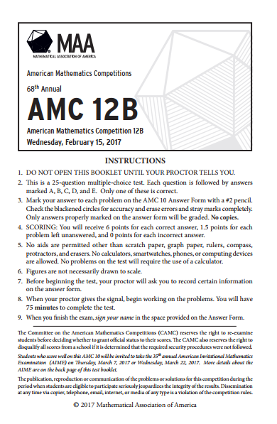 MAA-AMC 12B (2017) – SMO Education Group