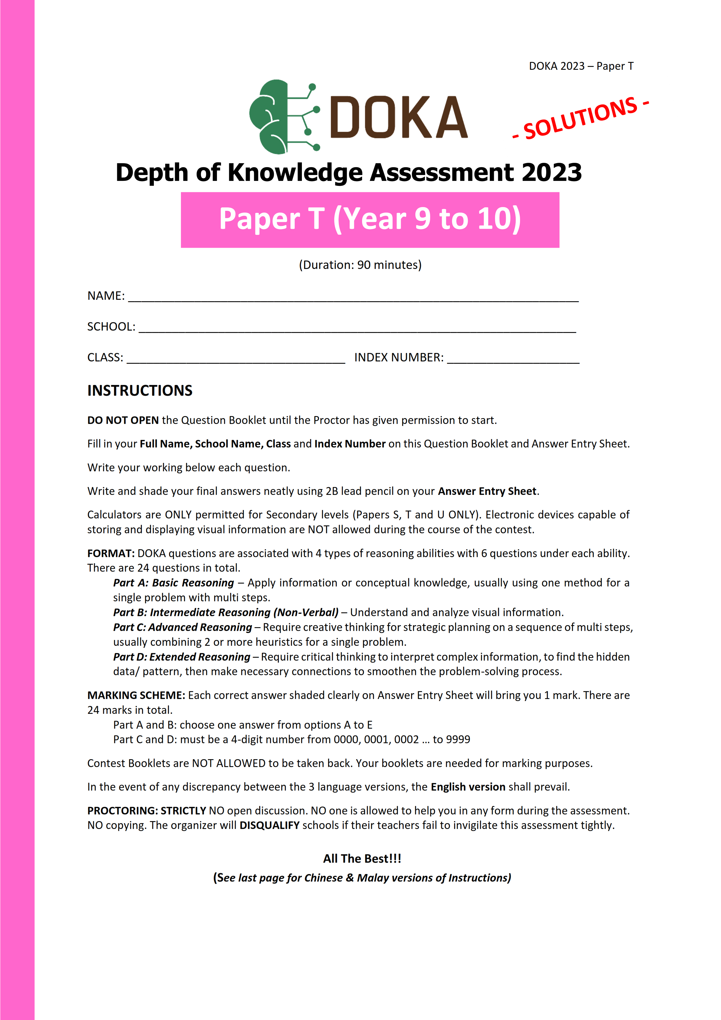 DOKA 2023 Paper T-Grade 9 & 10 – SMO Education Group