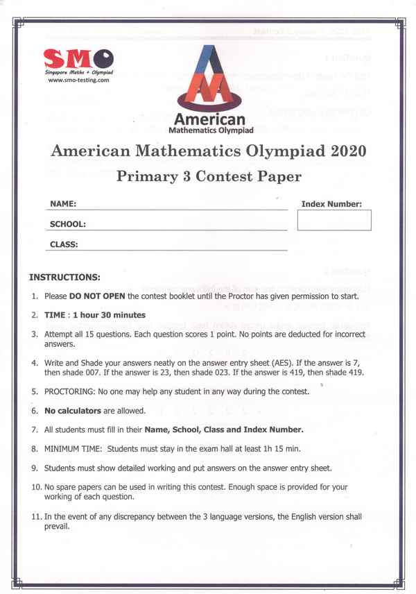 AMO 2020 Grade 3 – SMO Education Group